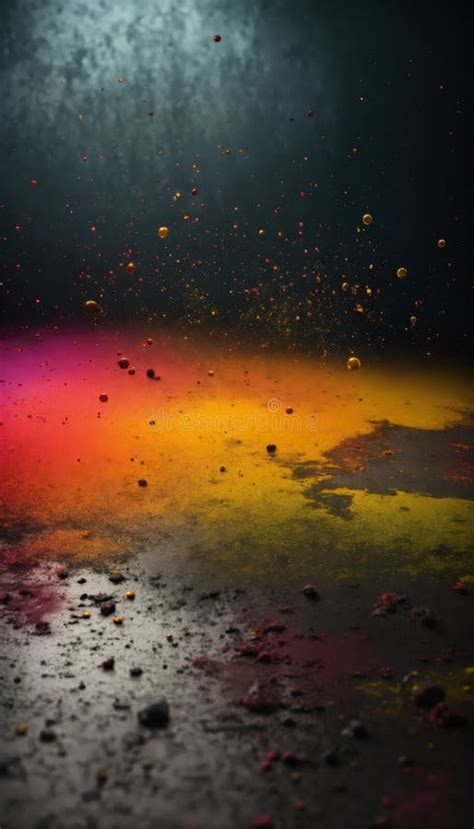 Colorful Powder Explosion On Dark Surface Creating A Vibrant And Dynamic Visual Effect Stock