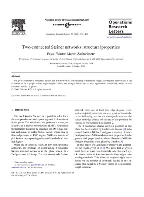 Pdf Two Connected Steiner Networks Structural Properties