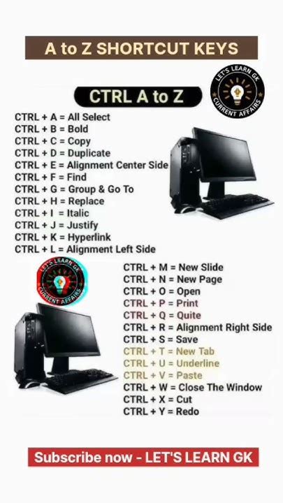 Ctrl A To Z Shortcut Key Computer 1m Youtube