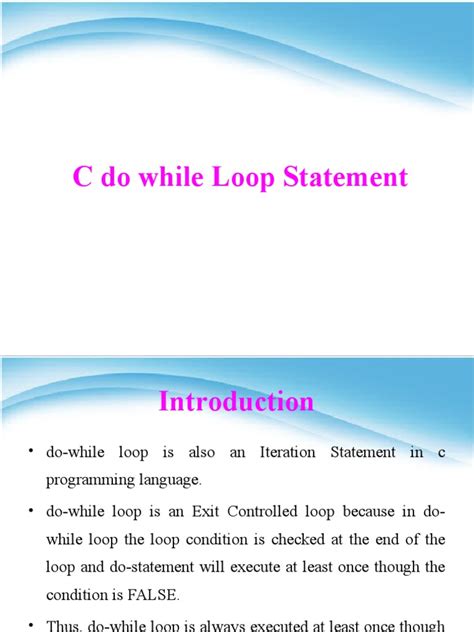 C Do While Loop Statement Pdf