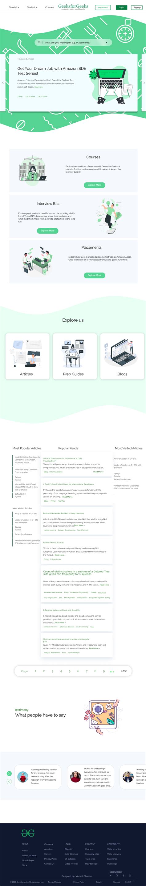 Geeksforgeeks Redesigned Website On Behance