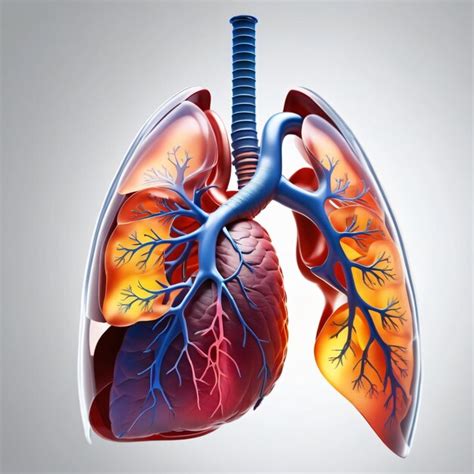 인간의 폐와 심장 의학적 배경 3d 일러스트레이션 호흡기 내부 기관 해부학 프리미엄 사진