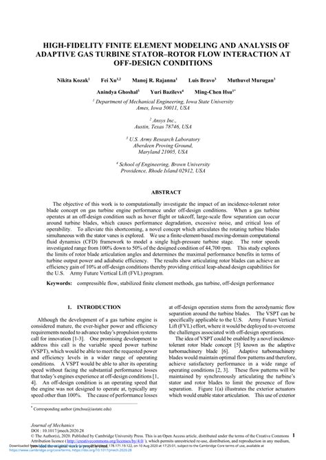 Pdf High Fidelity Finite Element Modeling And Analysis Of Adaptive Gas Turbine Stator Rotor