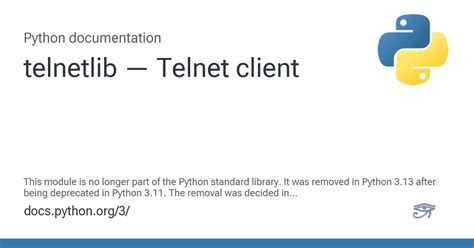 Telnetlib — Telnet Client — Python 3137 Documentation