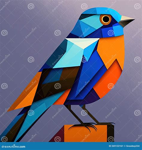Abstract Geometric Blue Bird Low Poly In Constructivism Style Design Generative Ai Stock