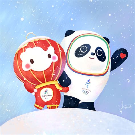 吉祥物“冰墩墩”和“雪容融”画画的沐羽 站酷zcool