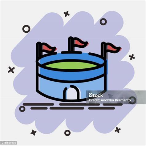 아이콘 스타디움 건물 요소 만화 스타일의 아이콘 인쇄물 웹 포스터 로고 사이트 계획 지도 인포그래픽 등에 적합합니다 Championship에 대한 스톡 벡터 아트 및 기타