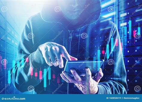 Hacker With Tablet In Server Room Stock Image Image Of Code Internet