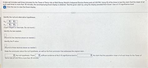 Solved A Data Set Includes Wait Times Minutes For The