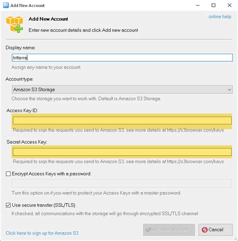 Access To S3 Using S3 Browser