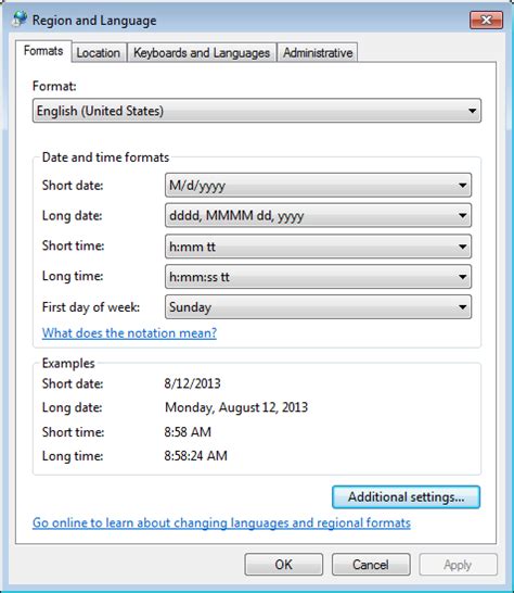 Region And Language Settings