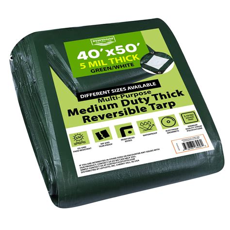 Letusto Waterproof 5 Mil Reversible Hunter Green White Tarp Cover
