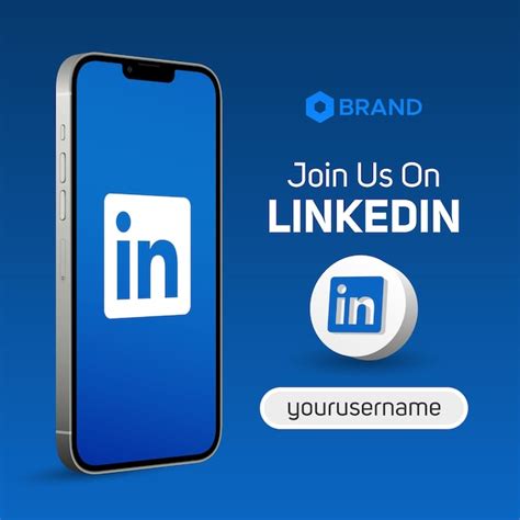 Premium Vector Join Us On Linkedin 3d Illustration Logo Username Smartphone Screen Mockup