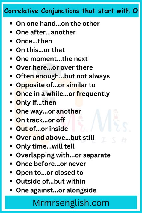500 Correlative Conjunctions List From A To Z In English MR MRS ENGLISH