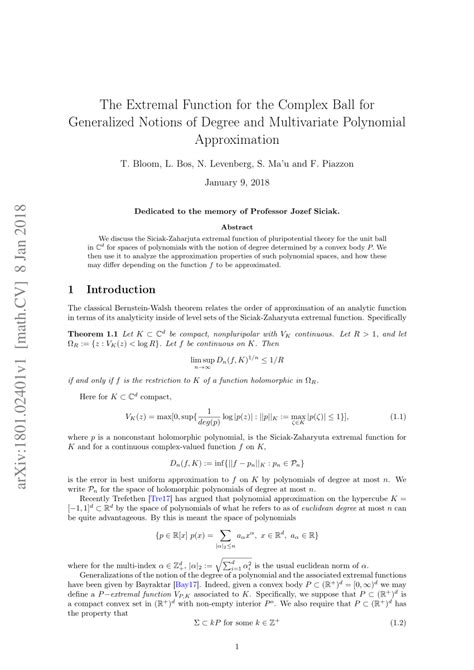 Pdf The Extremal Function For The Complex Ball For Generalized Notions Of Degree And