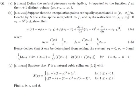 Solved A 8 Marкs Define The Natural Piecewise Cubic