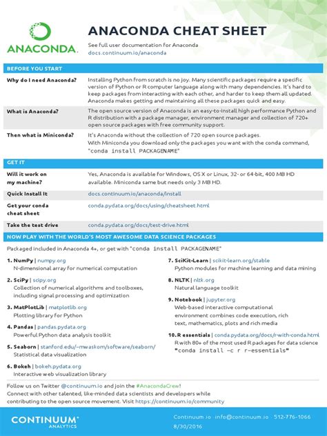 anaconda cheatsheet pdf
