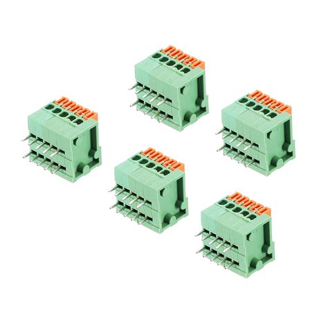 Uxcell Pcb Spring Terminal Block Connector Kf141r 150v 2a 2 54mm 5 Pin 90 Degree 5 Pack