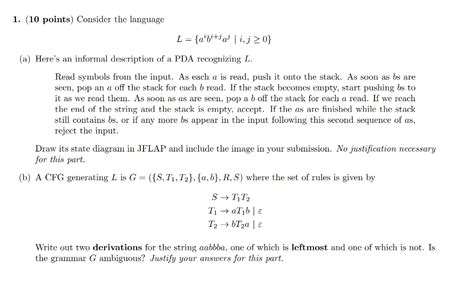 Solved 1 10 Points Consider The Language A Heres An