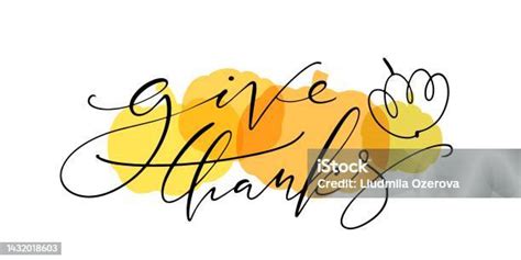 손으로 그린 추수 감사절 배경 얇은 스크립트가있는 벡터 일러스트 레이 션은 팜킨 모양 배경에 감사 글자를 제공합니다 수평 인사말 카드 로고에 대한 스톡 벡터 아트 및 기타