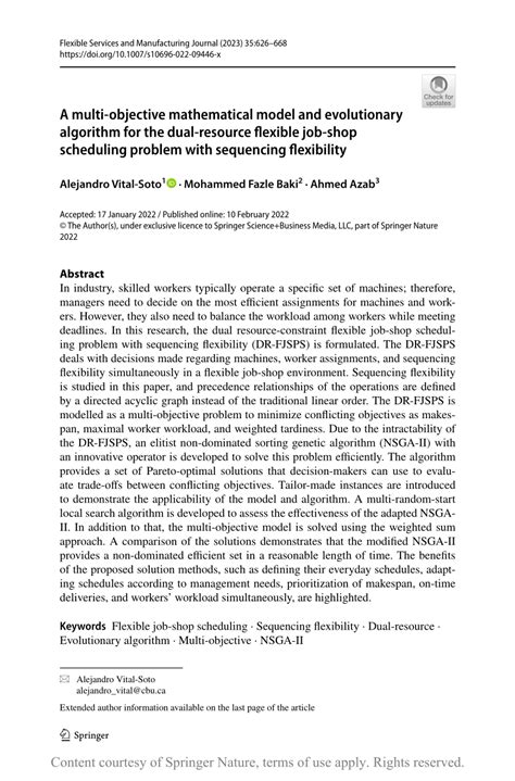 A Multi Objective Mathematical Model And Evolutionary Algorithm For The