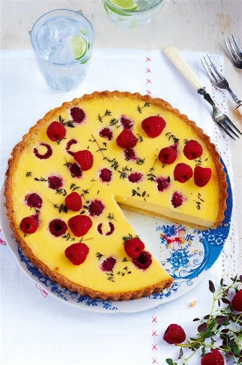 Raspberry And Thyme Custard Tart Recipe Delicious Magazine