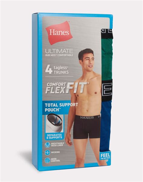 Hanes Trunk 4 Pack Mens Underwear Ultimate Comfort Flex Fit Total Support Pouch International
