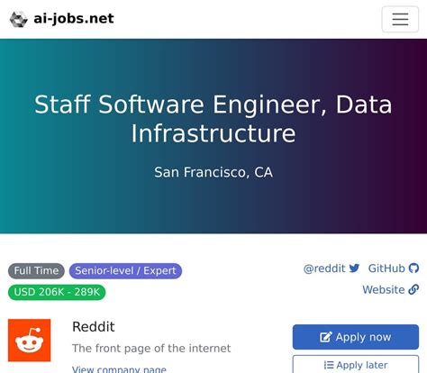 [hiring][usd 206k 289k] staff software engineer data infrastructure in san francisco ca r