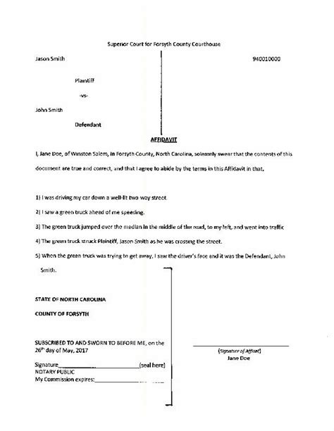 How To Write An Affidavit Format Template Sample Study