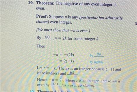 Solved 9 Theorem The Negative Of Any Even Integer Is Even