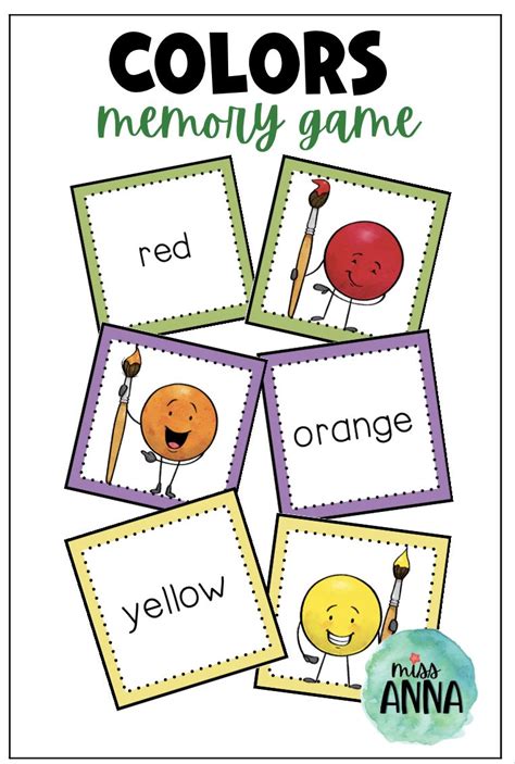 Colors Memory Game Memory Games Creative Worksheets Esl Vocabulary