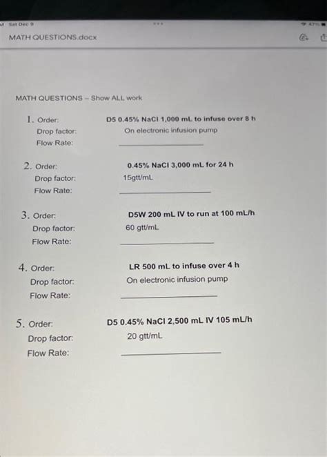 Solved Math Questions Show All Work 1 Order Drop Factor