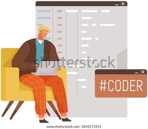 Programmer Engineering Coding Coder Programmers Working Stock Vector