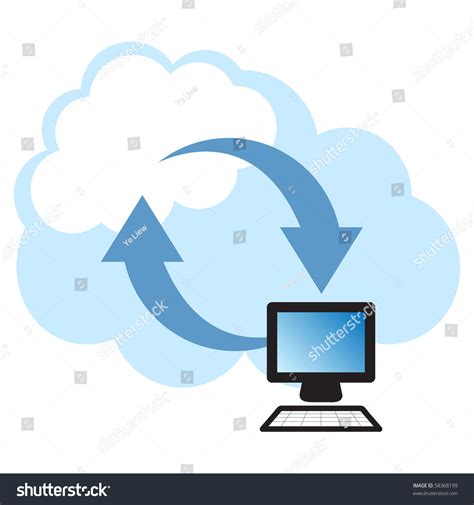 cloud computing concept client computer synchronizing stock vector royalty free 58368199