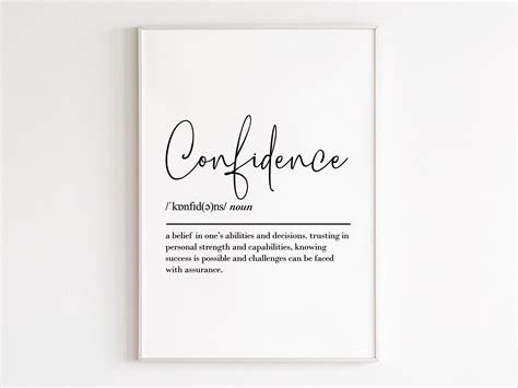 Confidence Definition Printable Wall Art Digital Download Confidence