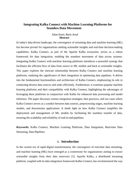 Pdf Integrating Kafka Connect With Machine Learning Platforms For