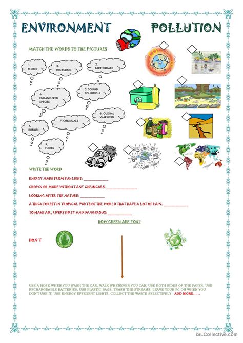 Environment English Esl Worksheets Pdf And Doc