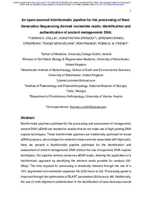 Pdf An Open Sourced Bioinformatic Pipeline For The Processing Of Next Generation Sequencing
