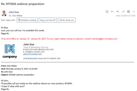 Examples Of Use User Attributes Manager Add Upcoming Out Of Office Note Codetwo Email