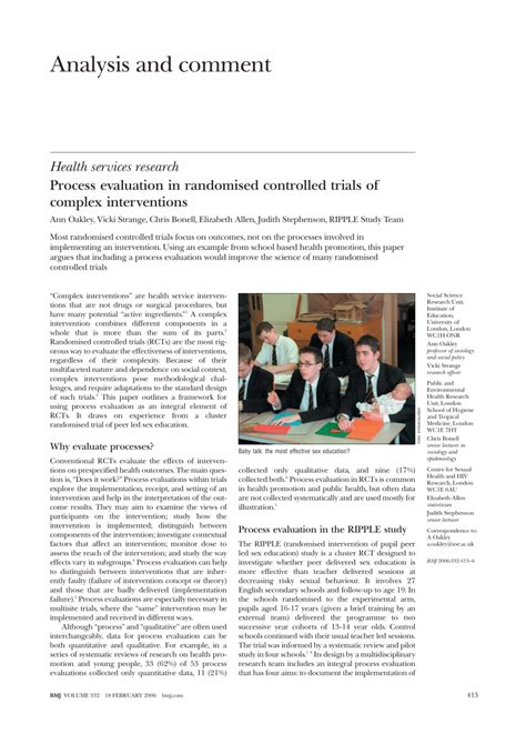 Pdf Process Evaluation In Randomised Controlled Trials Of Complex Interventions