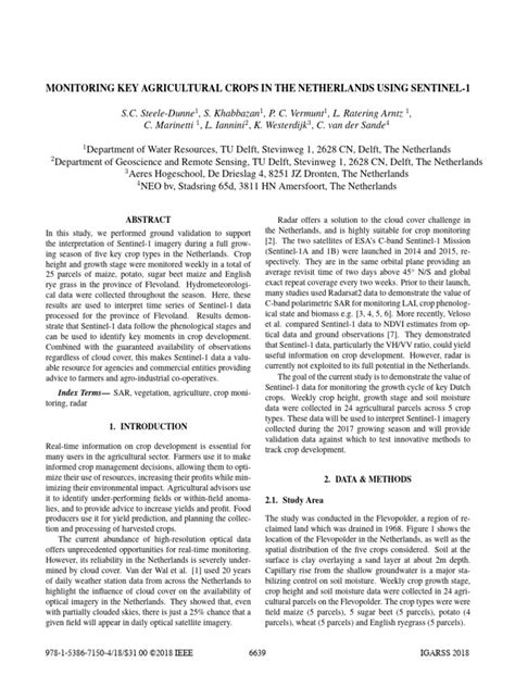 Monitoring Key Agricultural Crops In The Netherlands Using Sentinel 1 Pdf