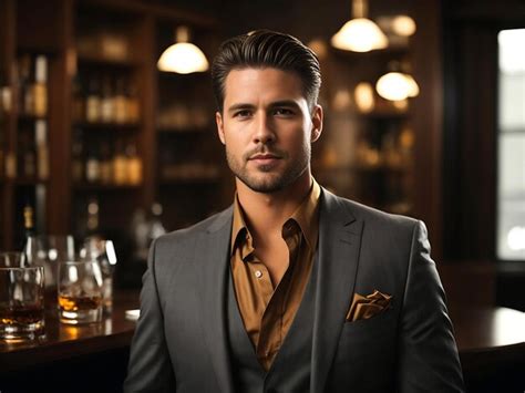 Premium Ai Image Chad Sigma Male Alpha Handsome Man In Suit Whiskey