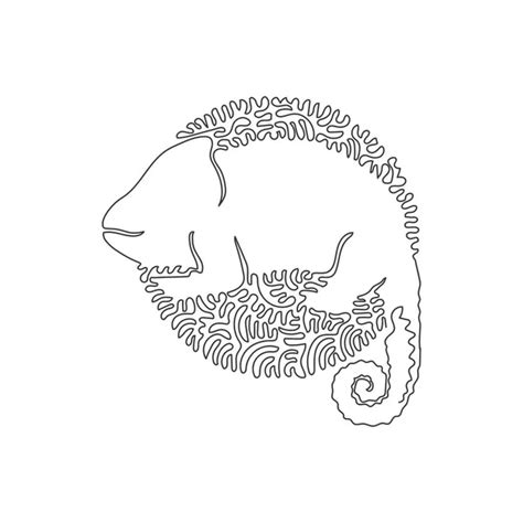 Continuous One Curve Line Drawing Exotic Reptiles Abstract Art Circle Vector De Stock Por