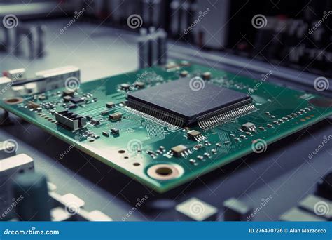 Electronic Circuit Board Close Up Microcircuit In Green Motherboard Integrated Microchip