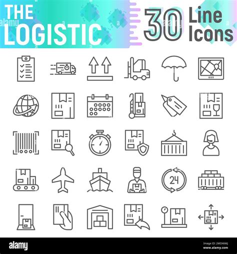 Logistic Line Icon Set Delivery Symbols Collection Vector Sketches Logo Illustrations