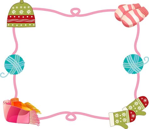 冬のイラストno291『フレーム：毛糸と冬服』／無料のフリー素材集【花鳥風月】 冬のイラスト イラスト 毛糸