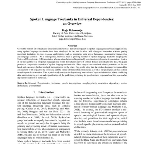 Spoken Language Treebanks In Universal Dependencies An Overview Acl