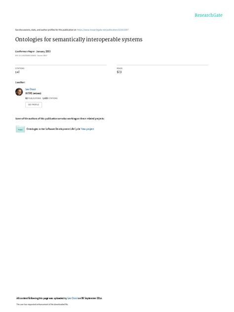 Ontologies For Semantically Interoperable Systems Pdf Ontology Information Science