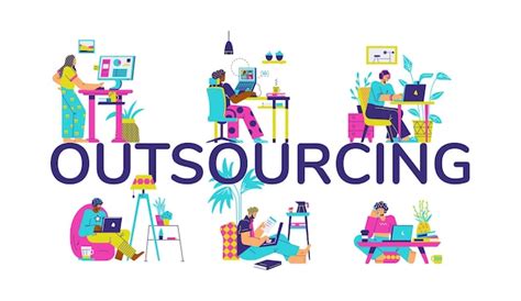 Premium Vector Outsourcing Concepts With People Working Remotely Flat