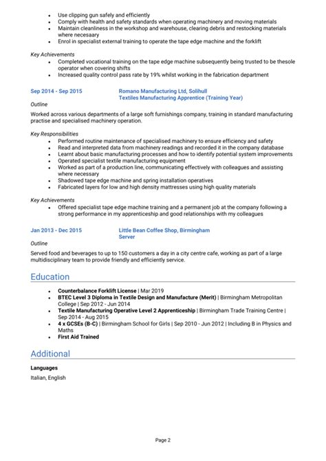 Machine Operator CV Example Guide Land A Top Job